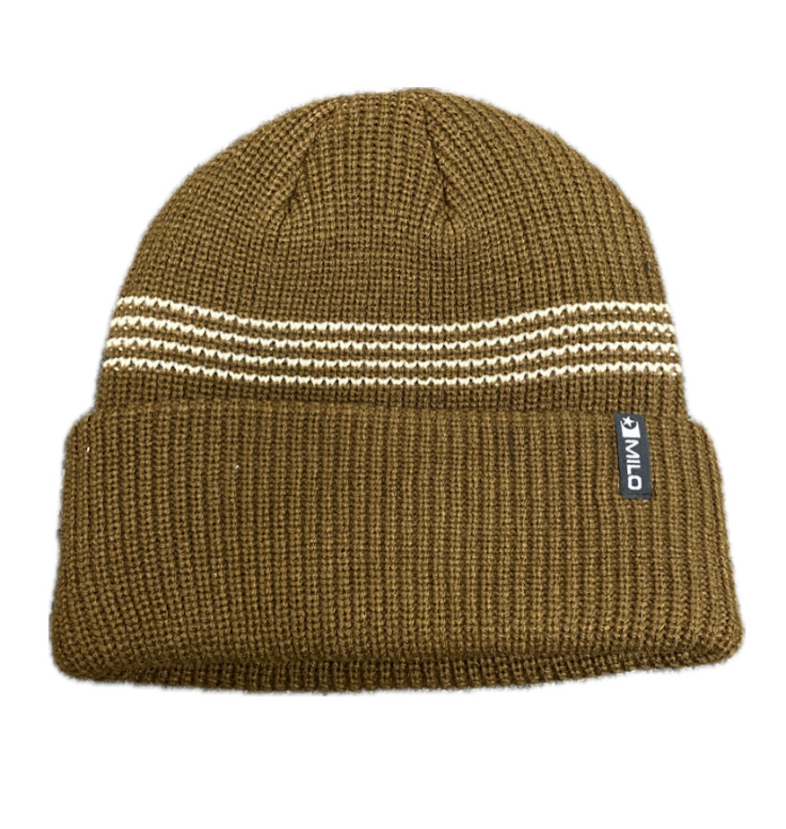 The Milo x Autumn Stripe Beanie in Eggshell and Light Brown 2026