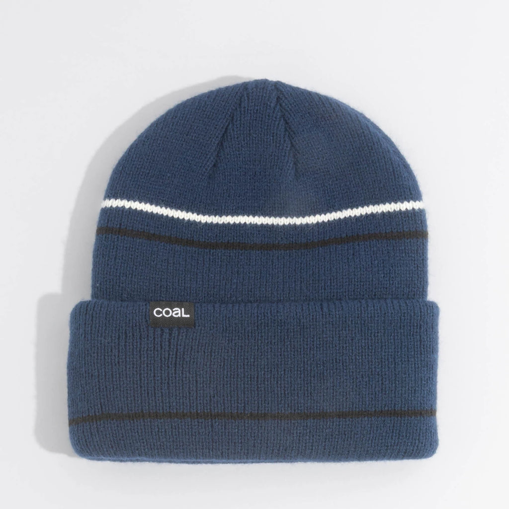 The Coal Wayne Beanie in Navy and Off White