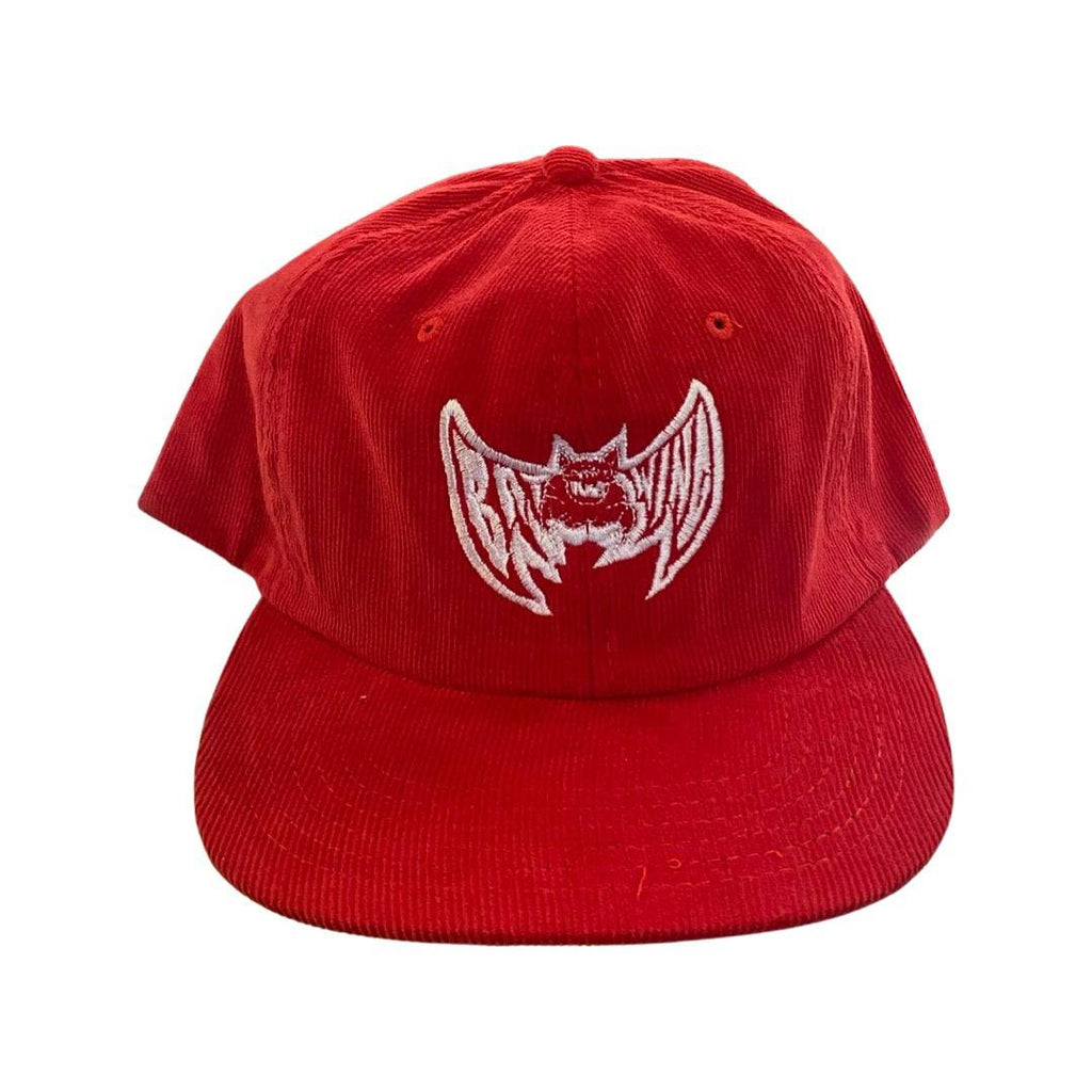 Batwing Corduroy Ball Cap Hat in Red