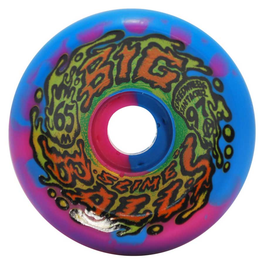 OJ Wheels Big Balls Blue Yellow Swirl Skate Wheel in 65mm 97a Slime Ba